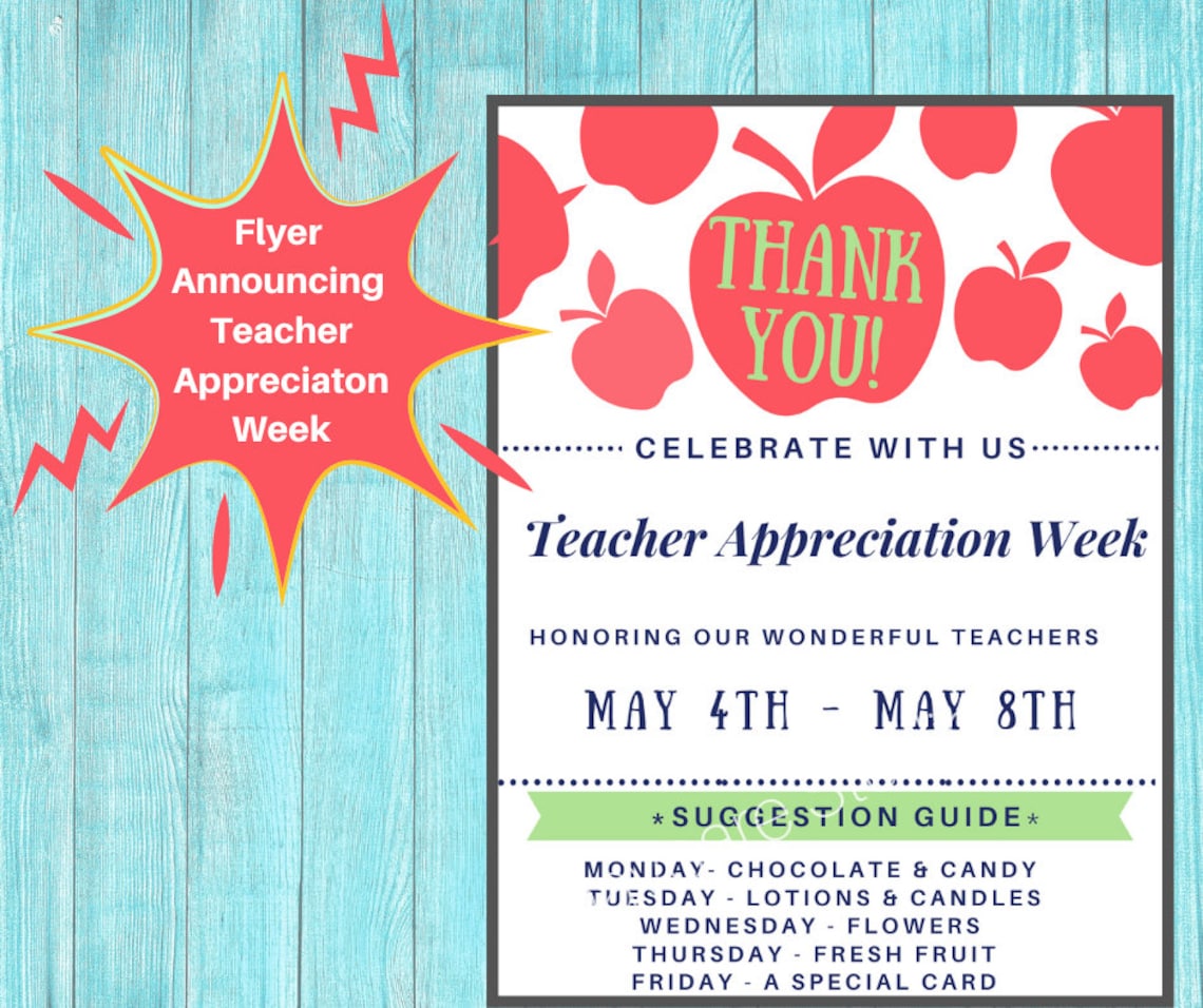 Teacher Appreciation & Fun Teacher Thank You Flyers Digital Training ...