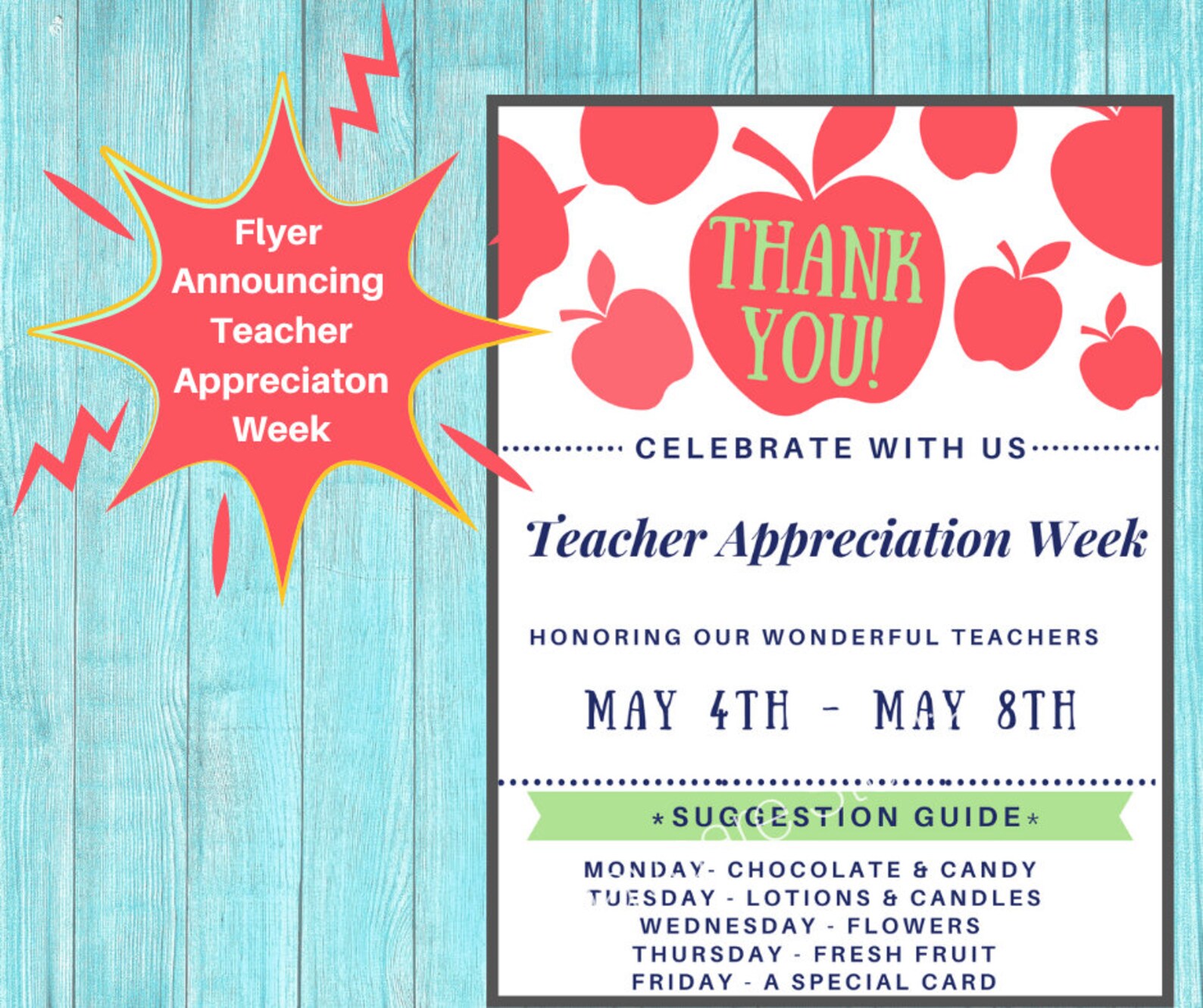 Teacher Appreciation & Fun Teacher Thank You Flyers Digital Training ...
