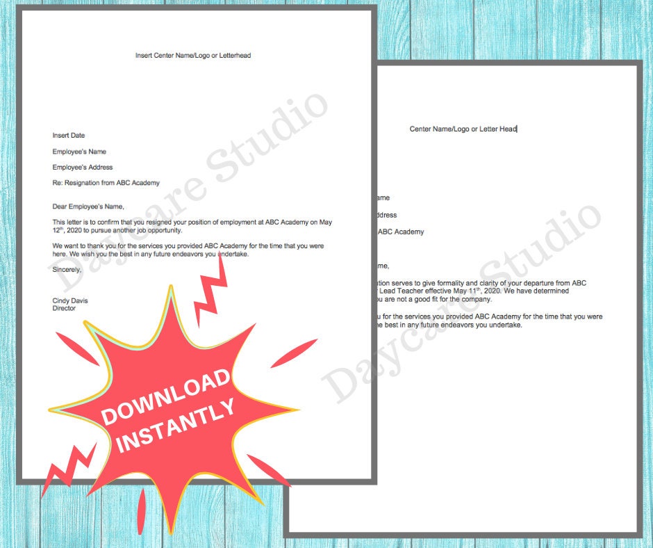 Employee Separation Letter Templates: Staff Termination & Resignation ...