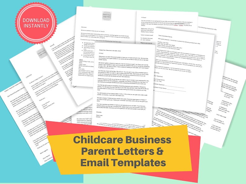 Daycare Parent & Staff Letter Templates: Childcare Business Forms ...