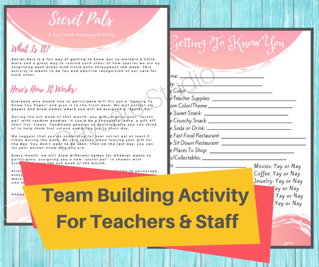 Secret Pal Activity Kit: Staff Team Building, Teacher Appreciation ...