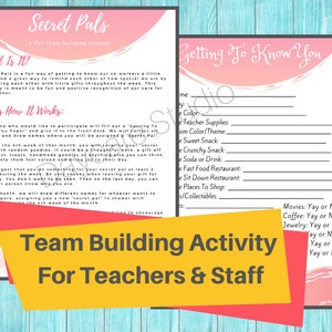 Secret Pal Activity Kit: Staff Team Building, Teacher Appreciation ...