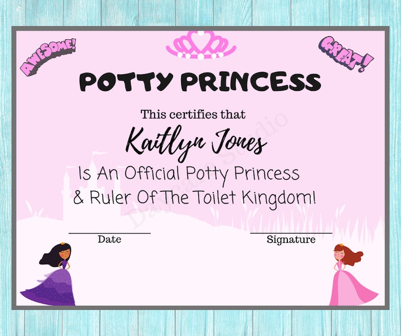 Potty Training Diploma: Superhero & Princess Certificates (canva ...