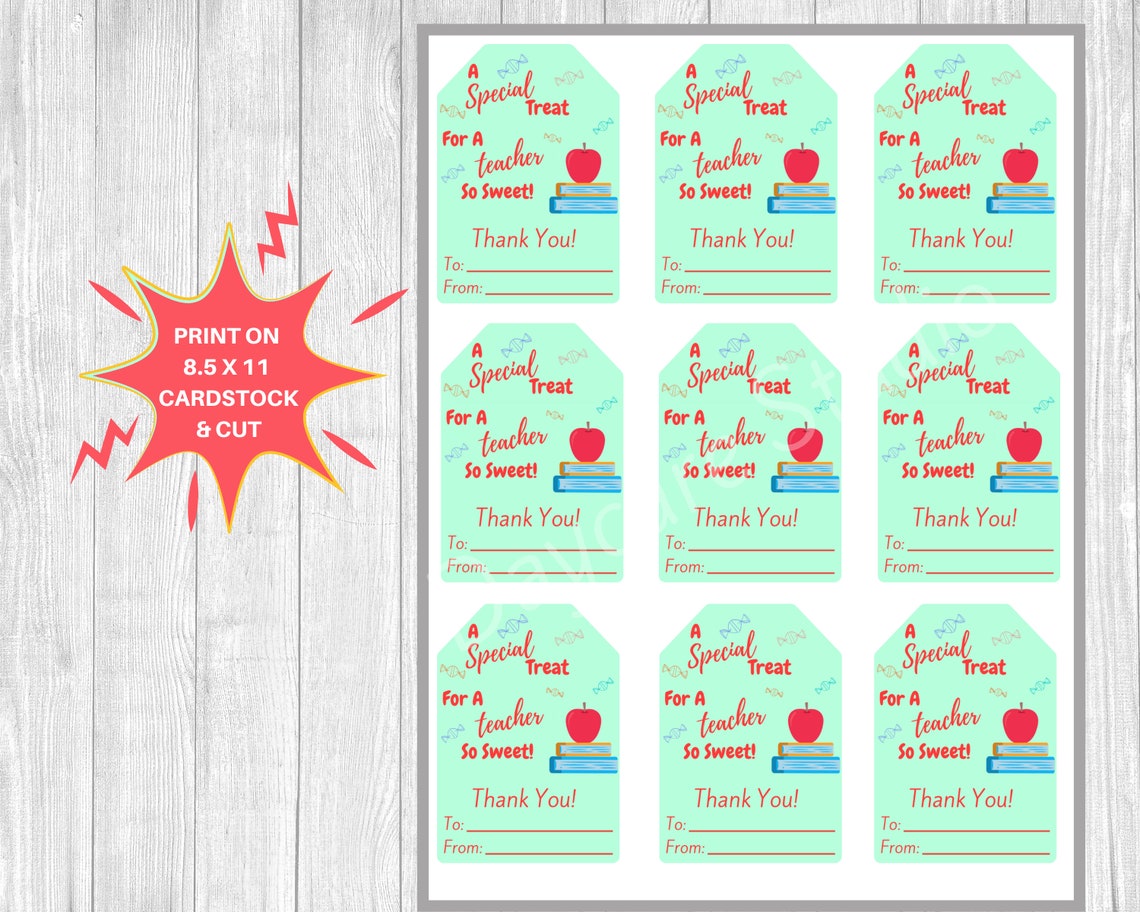 Teacher Appreciation Gift Tags: Printable Thank You Cards (PDF) - Etsy