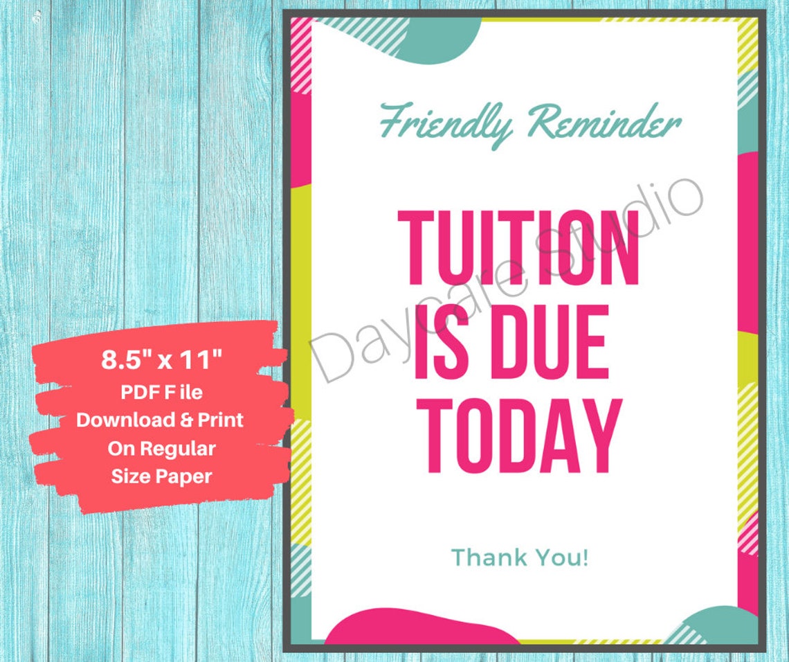 Payment Due Sign: Childcare Tuition Reminder (digital Download) - Etsy