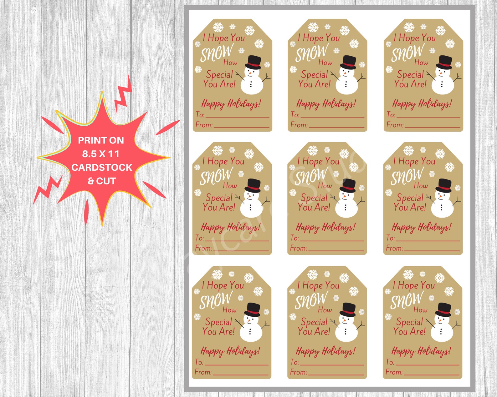 Christmas Gift Tags Printable / Holiday Snowman Gift Tags / Cookie and ...