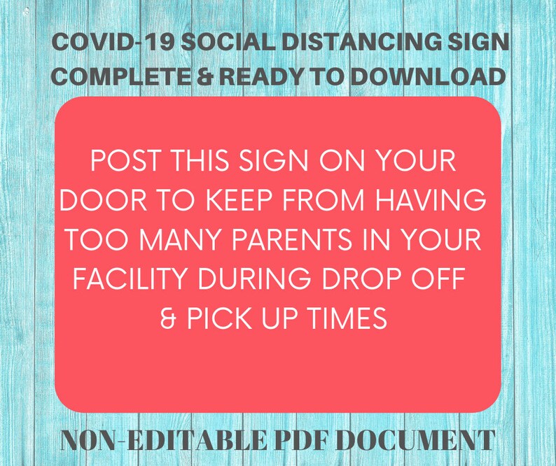 SOCIAL DISTANCING SIGN Only 2 Parents At A Time Daycare Flyer | Etsy
