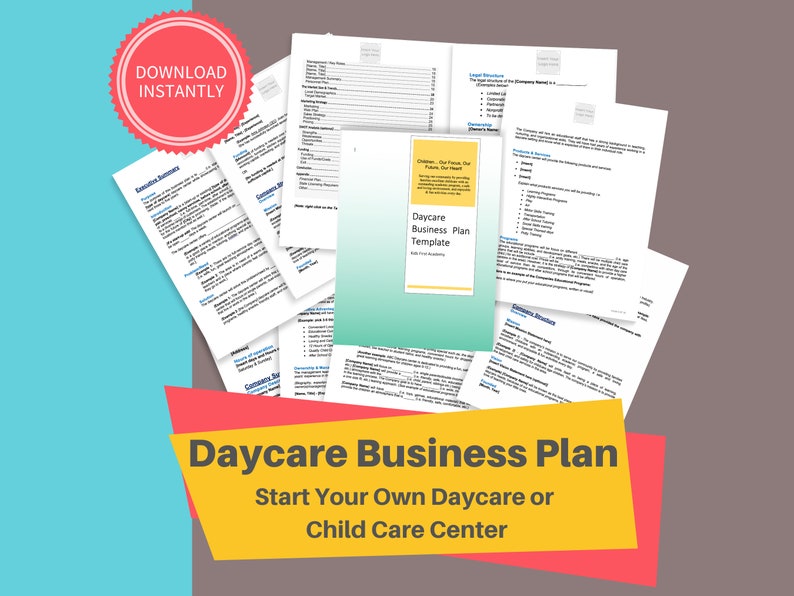 Daycare Business Plan Template: 32-page Child Care Center Forms ...