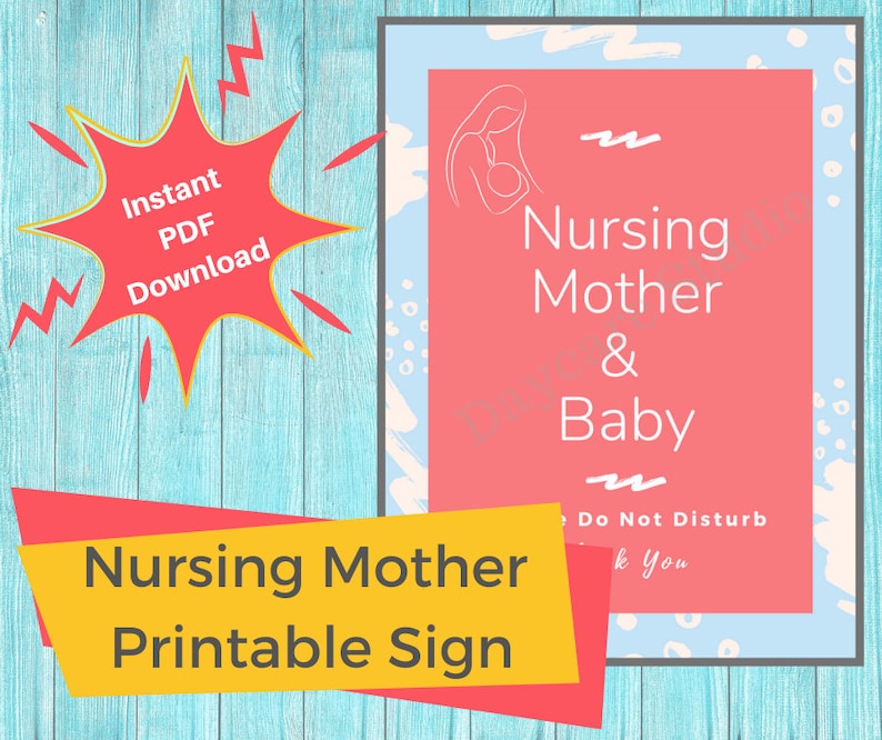 Nursing Mothers Daycare Sign Nursing Mother & Baby Poster | Etsy