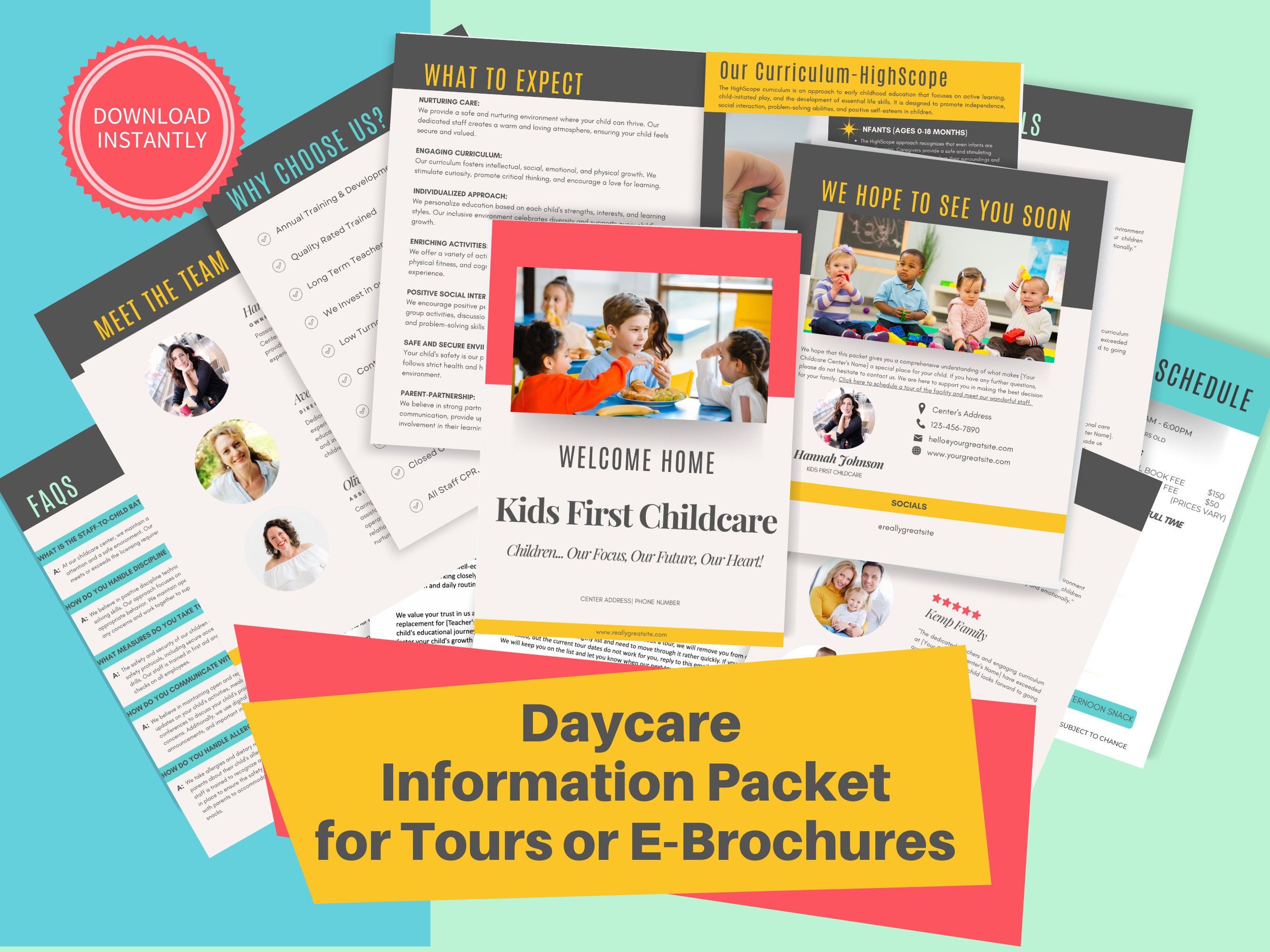 Daycare Information Packet: Editable Childcare Brochure (digital ...
