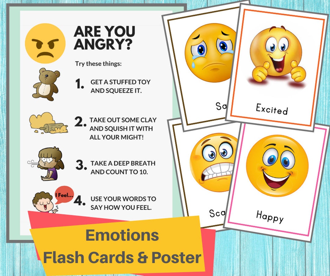Emotions Flash Cards /feelings Printable Flashcards / Toddler ...