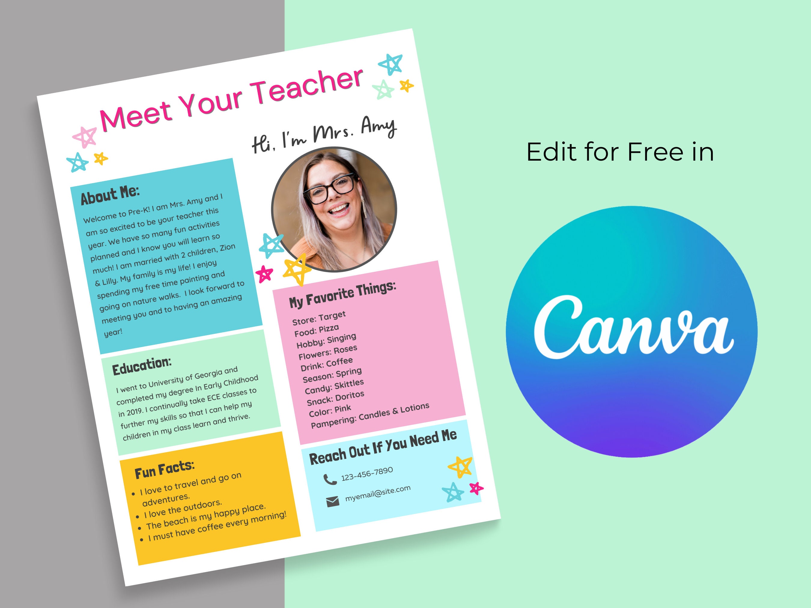 MEET THE TEACHER - Daycare Printable Flyer | Teacher Information to ...