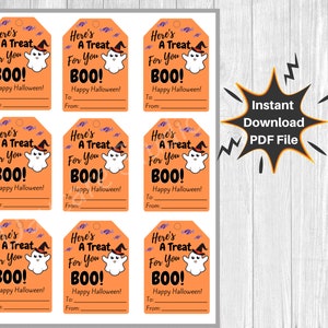 Halloween Gift Tags Printable / Cute Ghost Treat Gift Tags / Cookie and ...