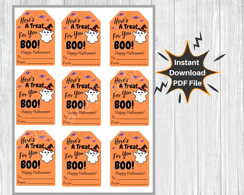 Halloween Gift Tags Printable / Cute Ghost Treat Gift Tags / Cookie and ...