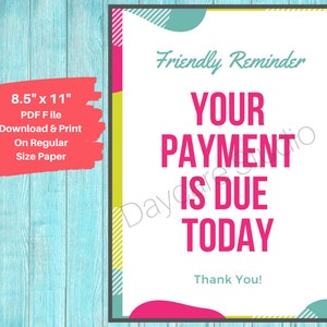 Payment Due Sign: Childcare Tuition Reminder (digital Download) - Etsy