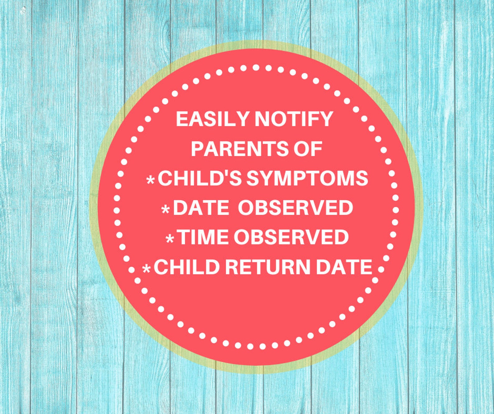 Child Illness Report: Daycare/preschool Symptom Form (printable PDF) - Etsy