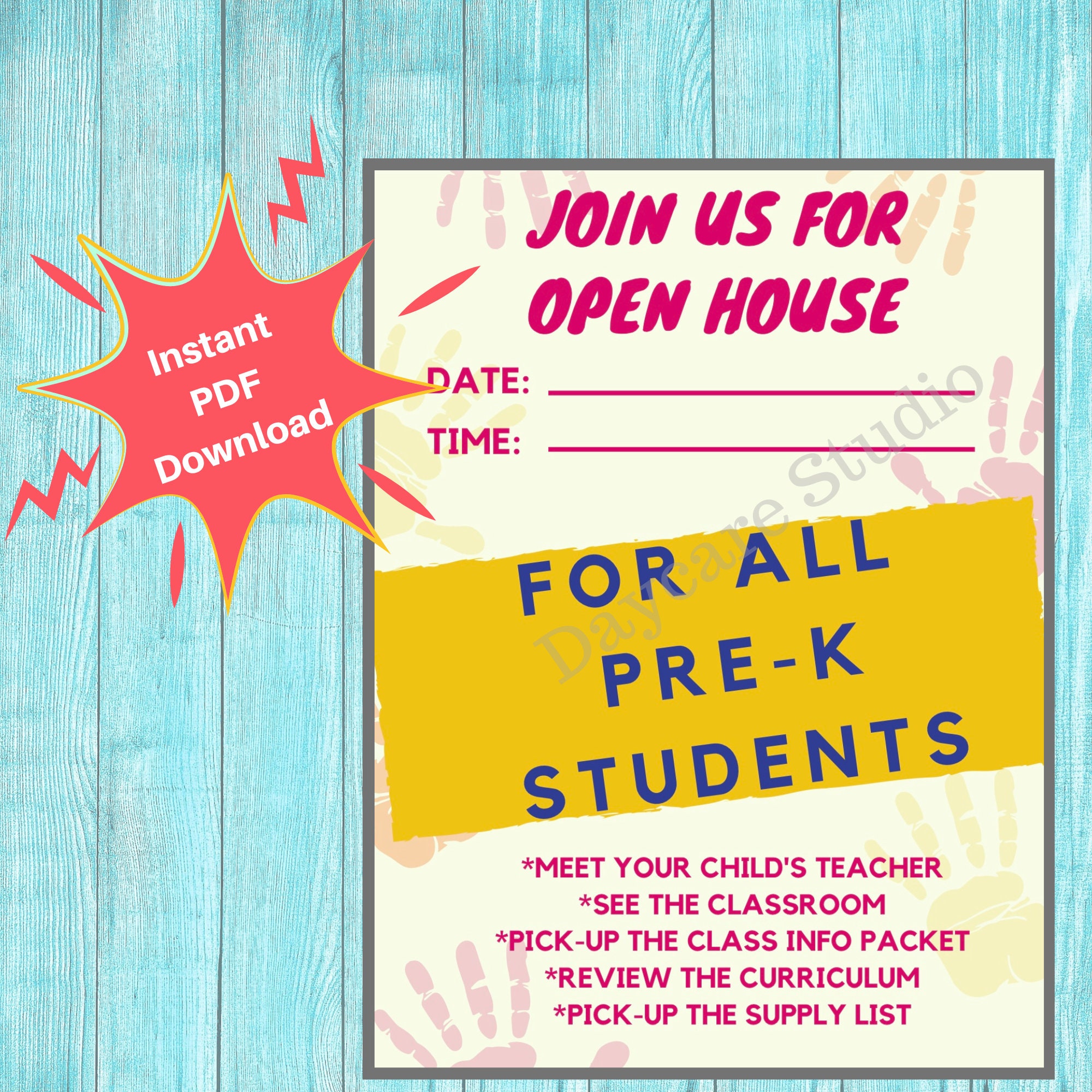 PRE-K ORIENTATION FLYER | Back to School Preschool Open House Flyer ...
