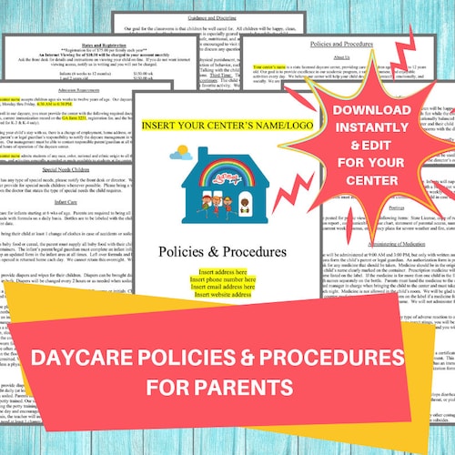 DAYCARE ENROLLMENT FORMS/ Childcare Center Printable Daycare - Etsy