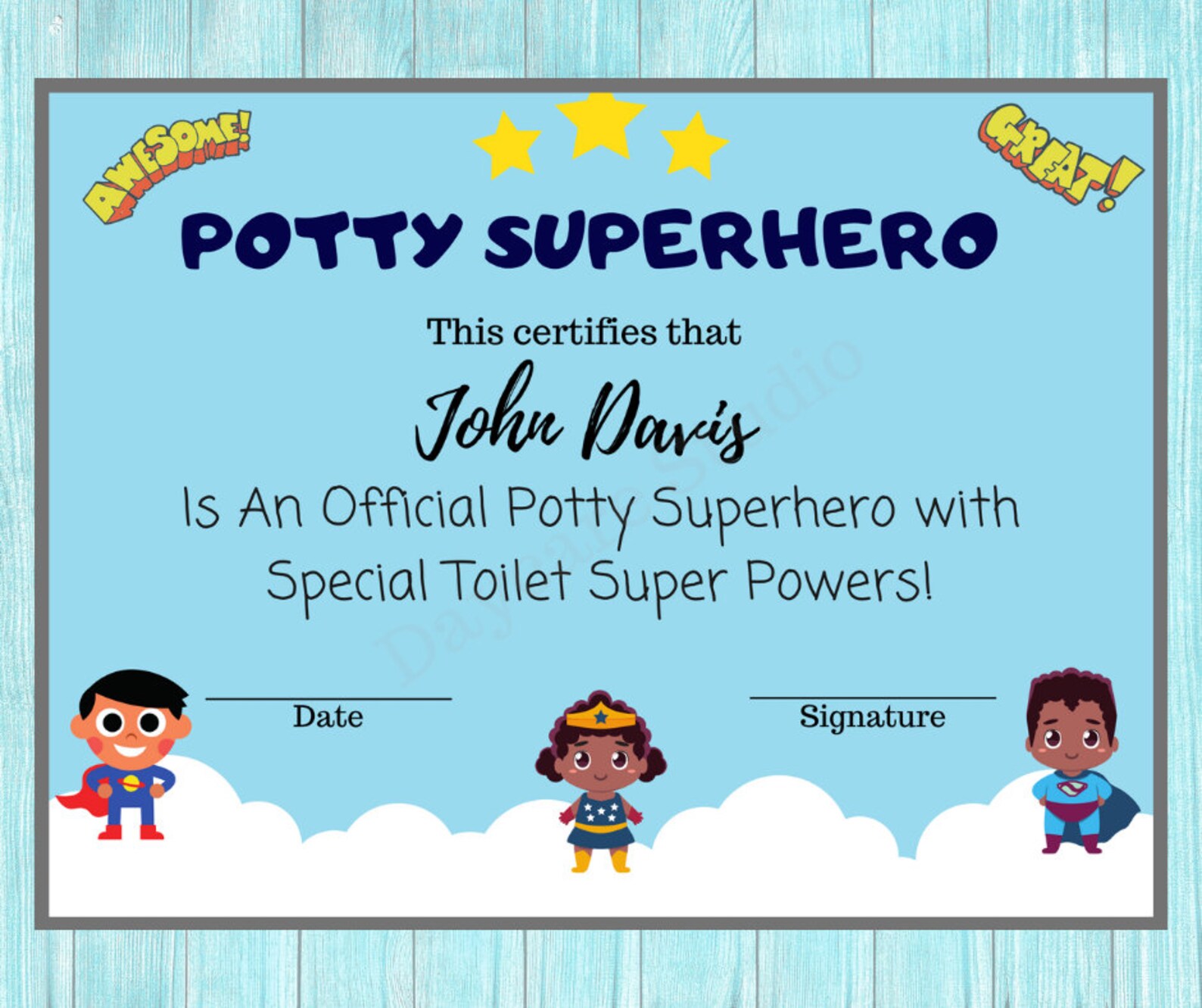Potty Training Diploma: Superhero & Princess Certificates (canva ...