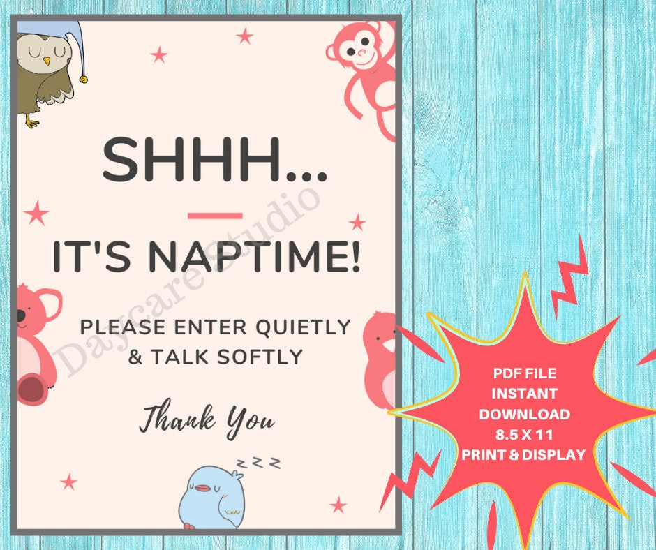 Babies Sleeping Sign Daycare Printable Be Quiet Naptime - Etsy Singapore