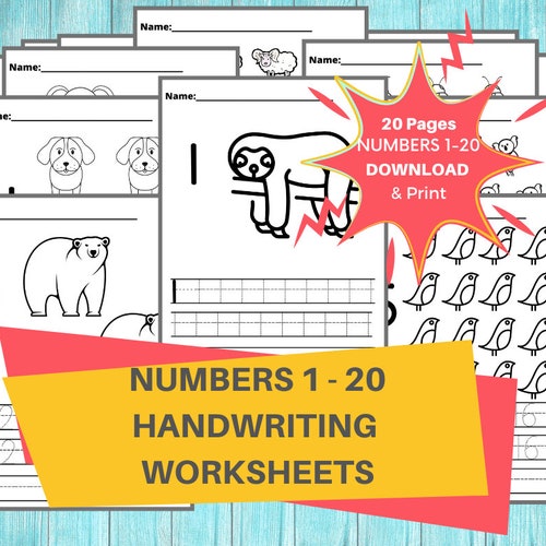 Preschool Number Worksheets / Number Handwriting Practice / | Etsy