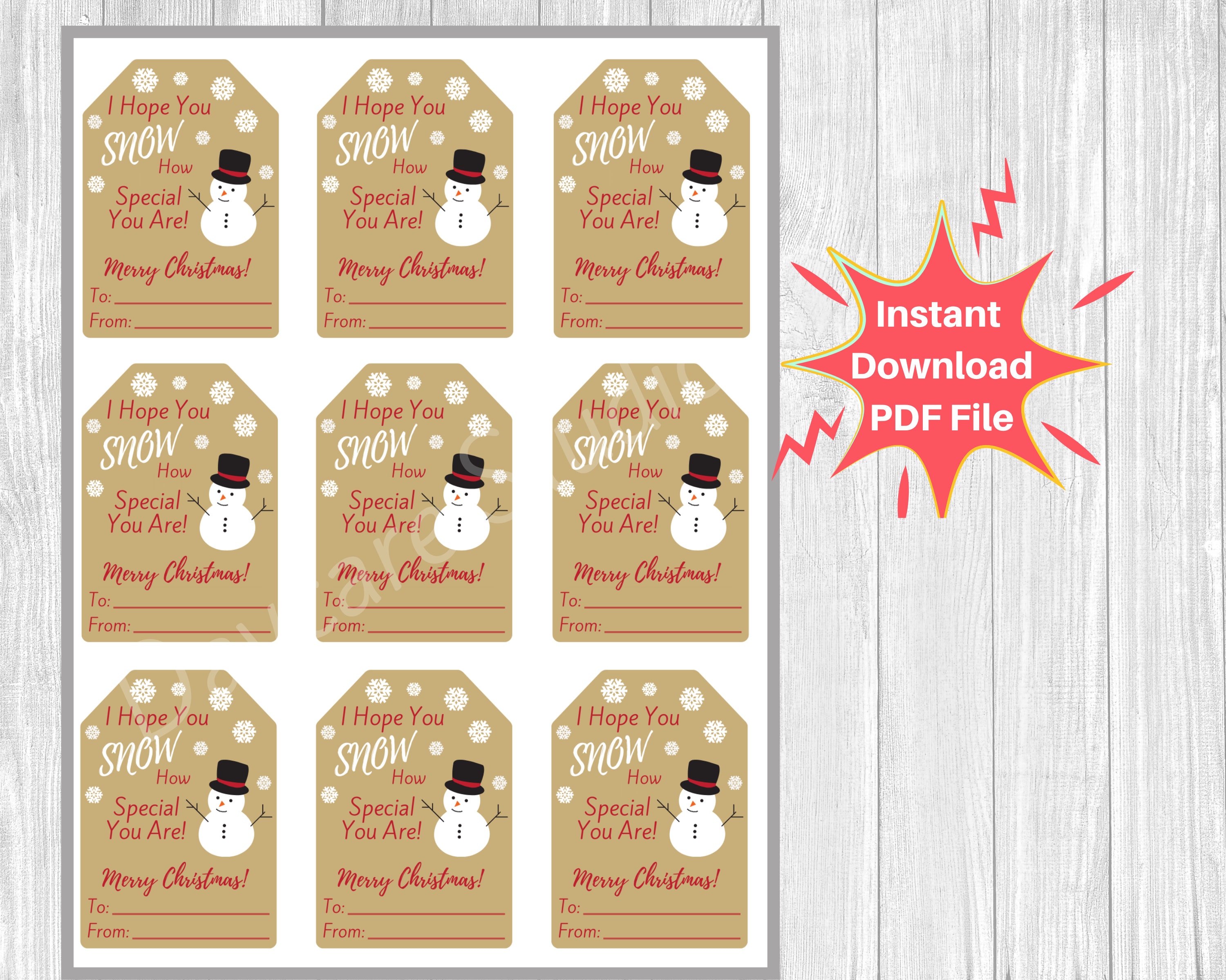 Christmas Gift Tags Printable / Holiday Snowman Gift Tags / Cookie and ...