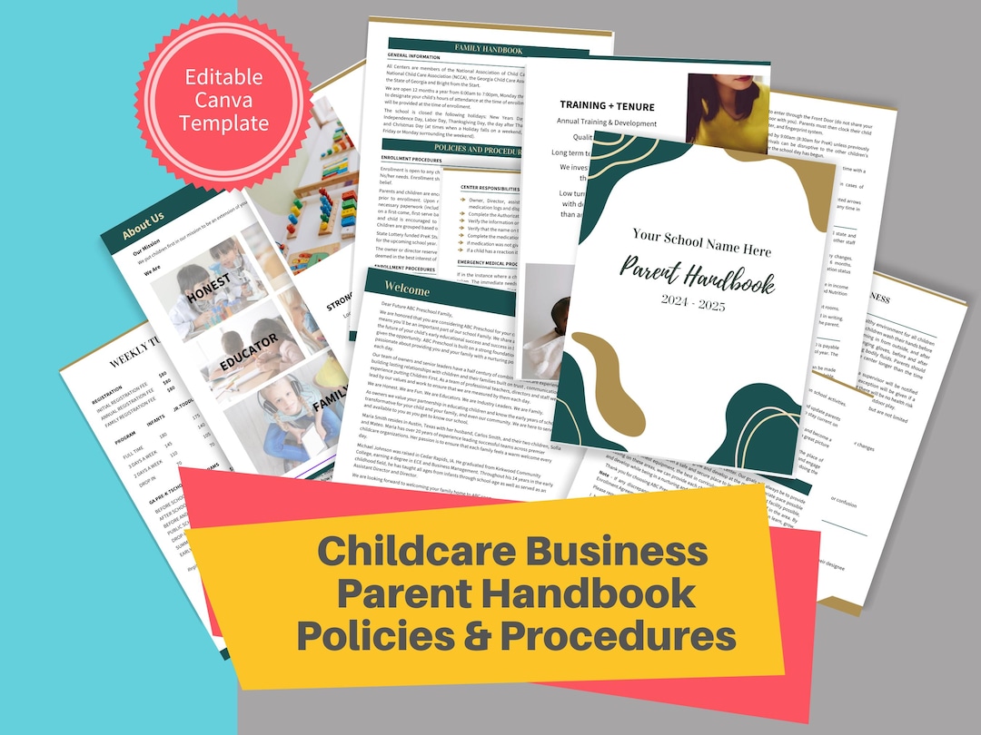 Daycare Parent Handbook Template: Childcare Policies & Procedures ...