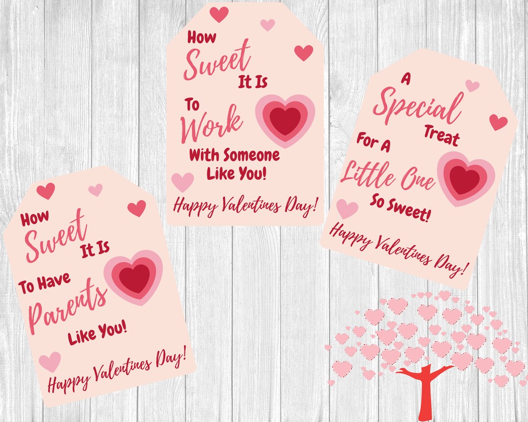 VALENTINE GIFT TAGS / Printable Valentine's Day Gift Tags for Parents ...