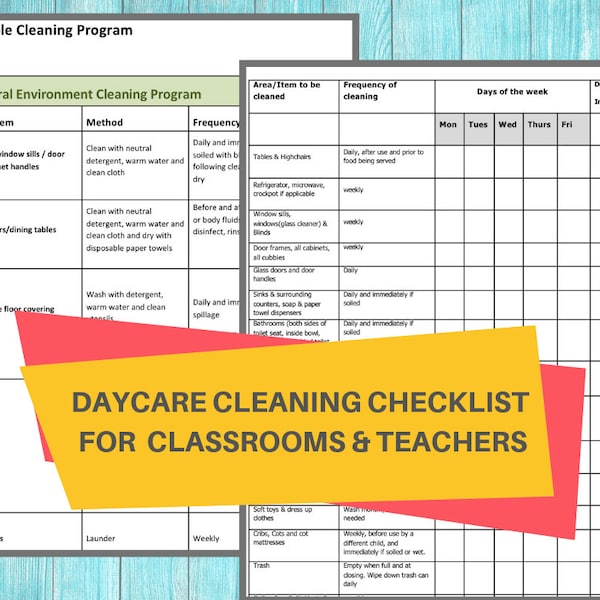 Daycare Cleaning Checklist Editable - Etsy