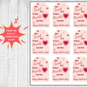 VALENTINE GIFT TAGS / Printable Valentine's Day Gift Tags for Parents ...