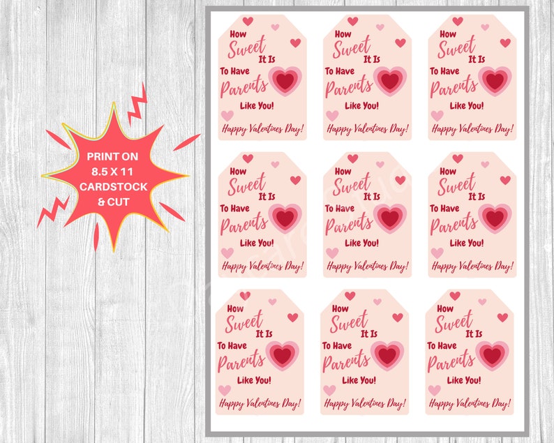 VALENTINE GIFT TAGS / Printable Valentine's Day Gift Tags for Parents ...
