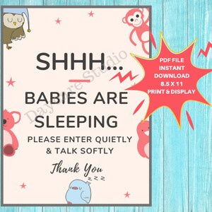 Babies Sleeping Sign- Daycare Printable Be Quiet Naptime Poster ...