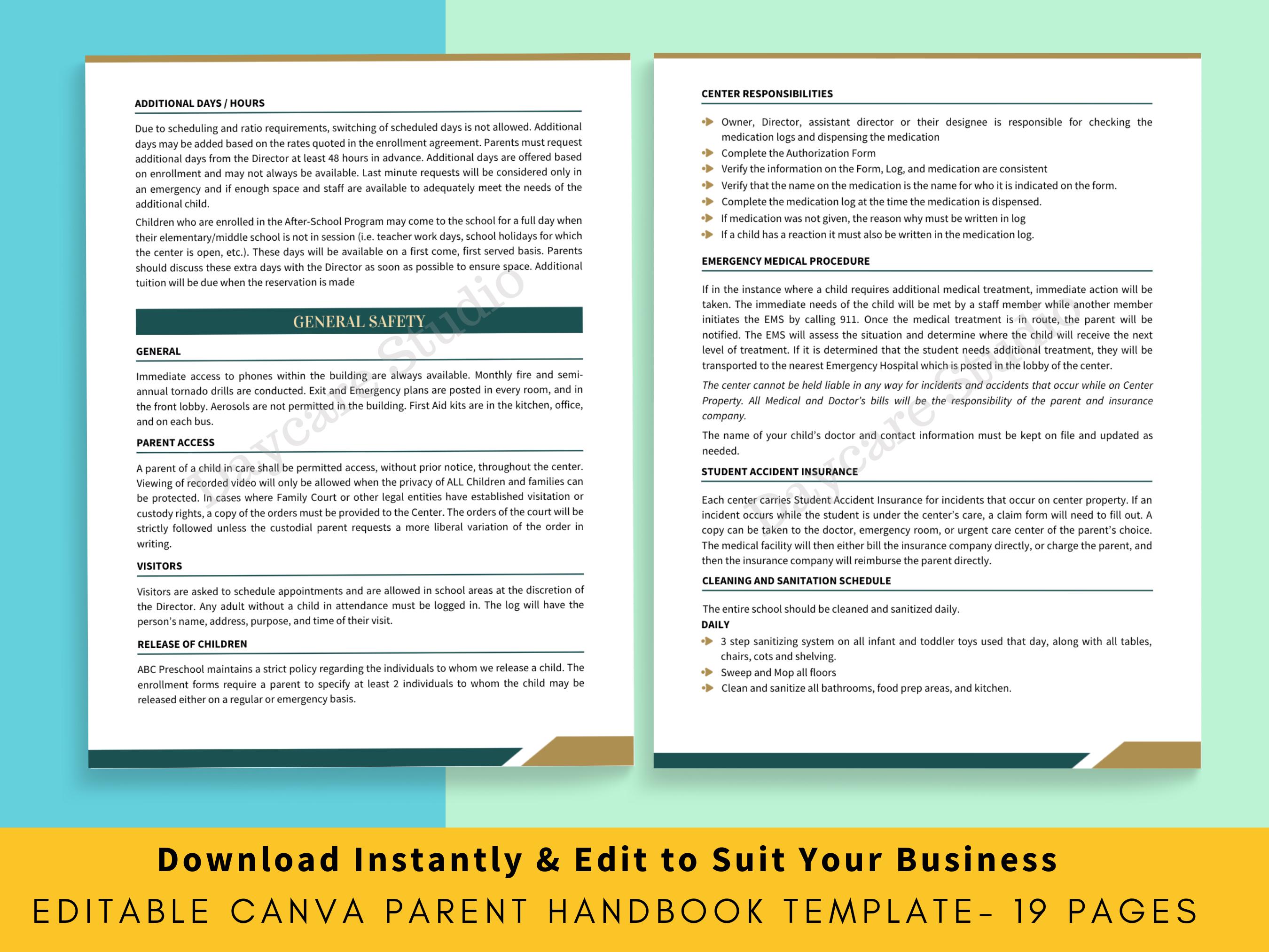 Daycare Parent Handbook Template: Childcare Policies & Procedures ...