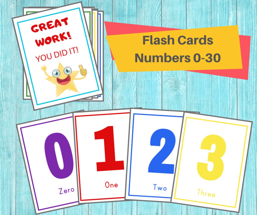 Number Flash Cards 0-30: Toddler & Preschool Printable (PDF) - Etsy