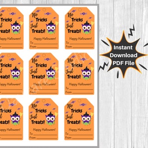 Halloween Gift Tags Printable / Cute Owl Treat Gift Tags / Cookie and ...