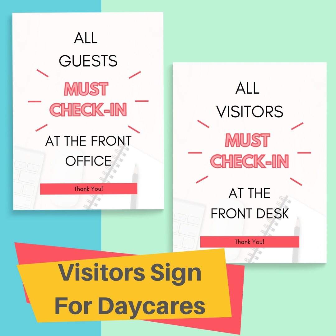 DAYCARE VISITOR SIGN- Daycare Printable Visitors Check-in Poster ...