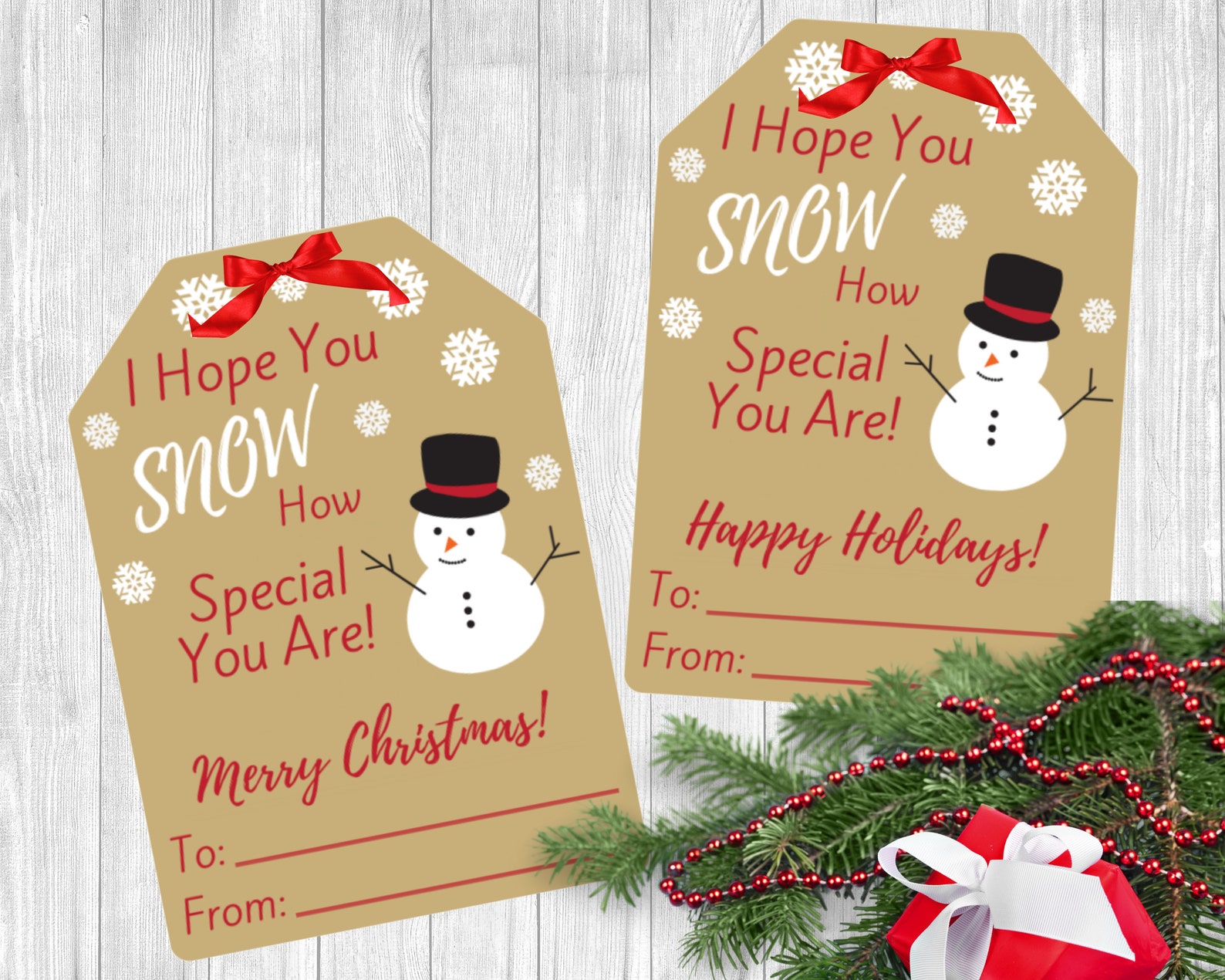 Christmas Gift Tags Printable / Holiday Snowman Gift Tags / Cookie and ...