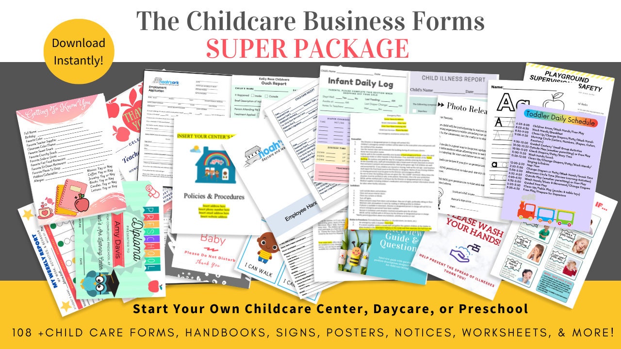 Daycare Forms Super Package: 108+ Printable Child Care Forms (digital ...