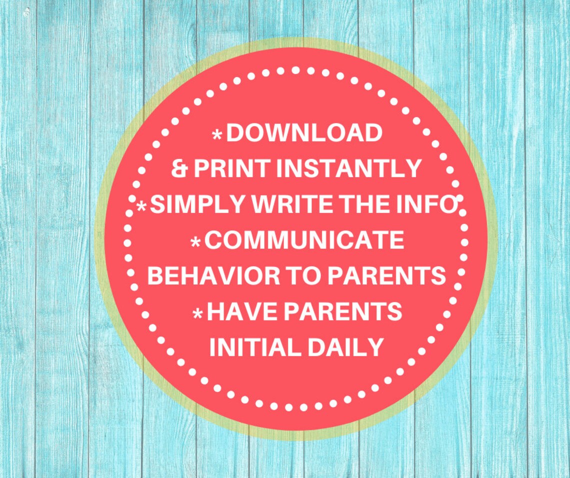 PRESCHOOL WEEKLY REPORT- Daycare Printable Behavior Chart / Daily ...