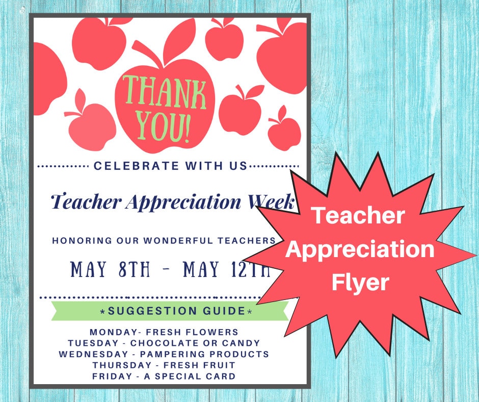 Teacher Appreciation Week Flyer Teacher Thank You Instant - Etsy