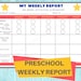 Preschool Weekly Report: Daycare Parent Communication (PDF Printable ...
