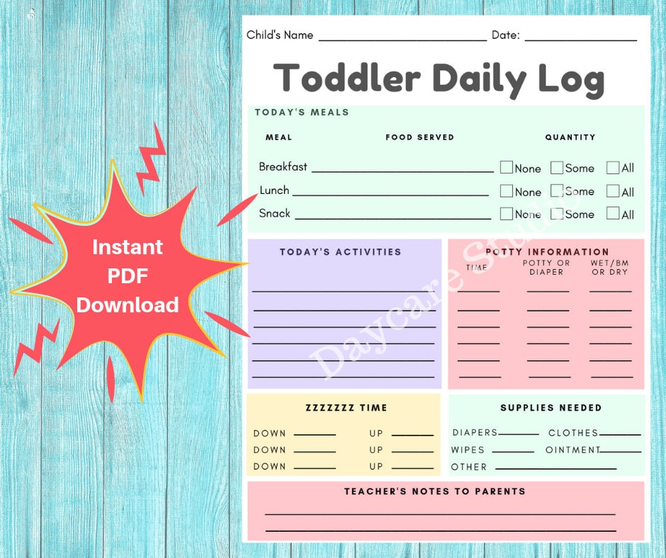 INFANT DAILY LOG Daycare Printable Baby Log / Infant Toddler - Etsy Israel