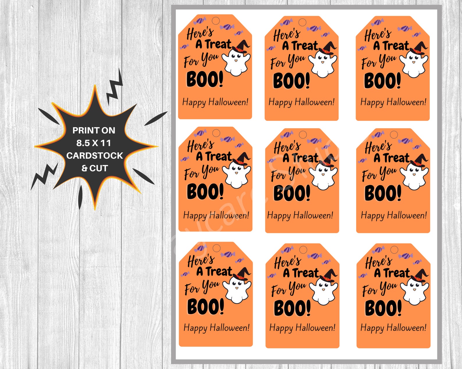 Halloween Gift Tags Printable / Cute Ghost Treat Gift Tags / Cookie and ...