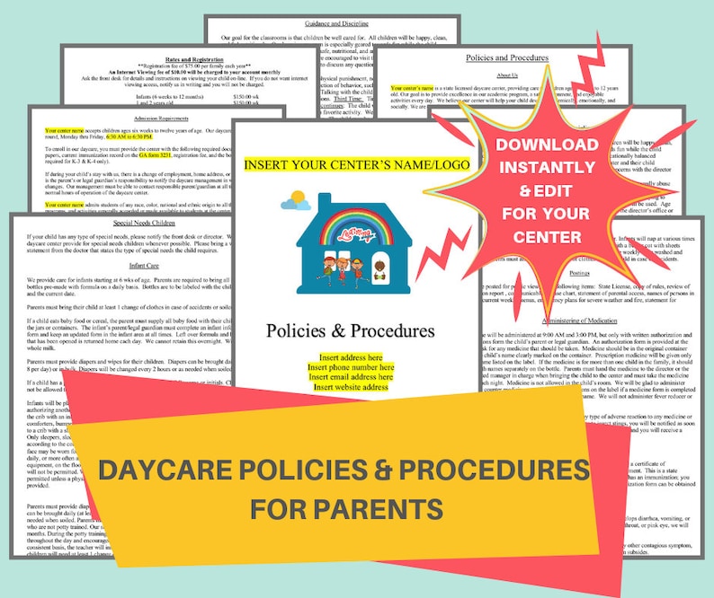 Daycare Forms Super Package: 108+ Printable Child Care Forms (digital ...