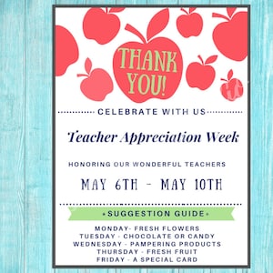 Teacher Appreciation Week Flyer | Teacher Thank You Instant Digital ...