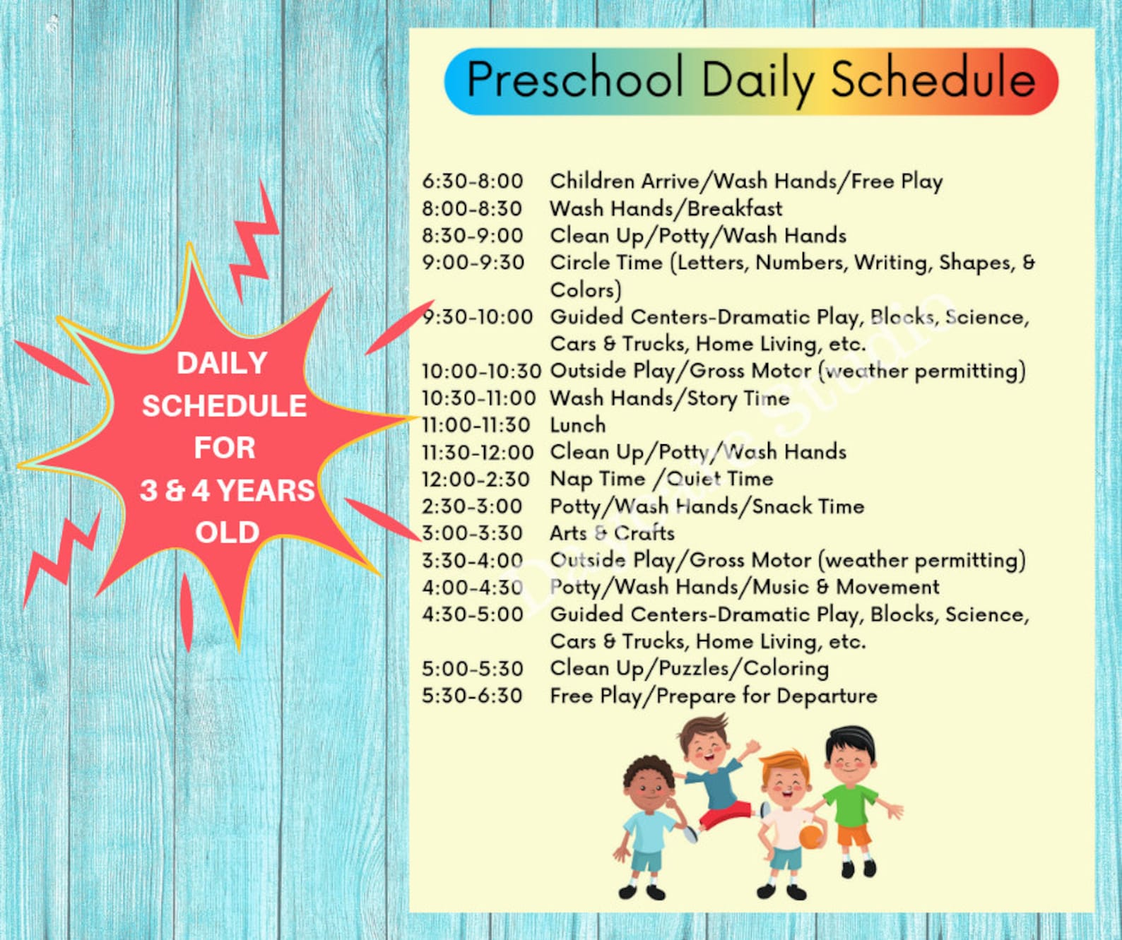 Daycare Daily Schedule Printable: Infant, Toddler, Preschool (PDF ...