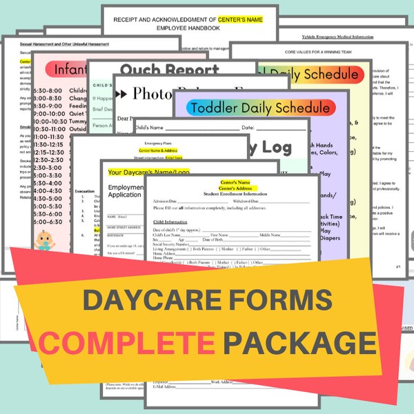Home Daycare Forms - Etsy