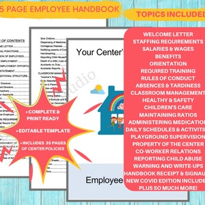 Daycare Employee Forms Bundle: Staff Handbook, Application (digital ...