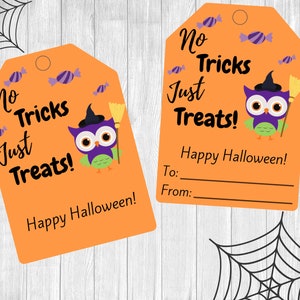 Halloween Gift Tags Printable / Cute Owl Treat Gift Tags / Cookie and ...