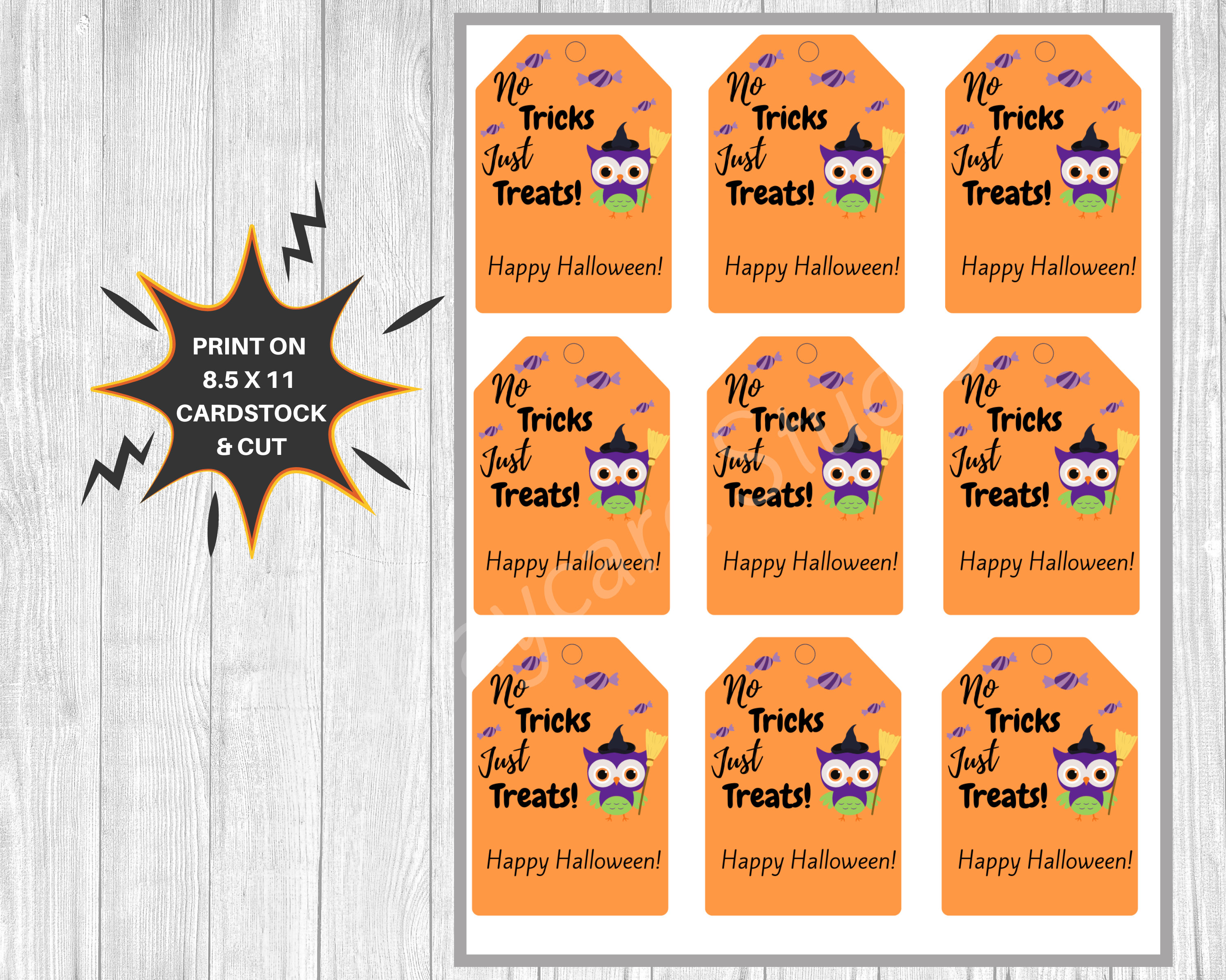 Halloween Gift Tags Printable / Cute Owl Treat Gift Tags / Cookie and ...